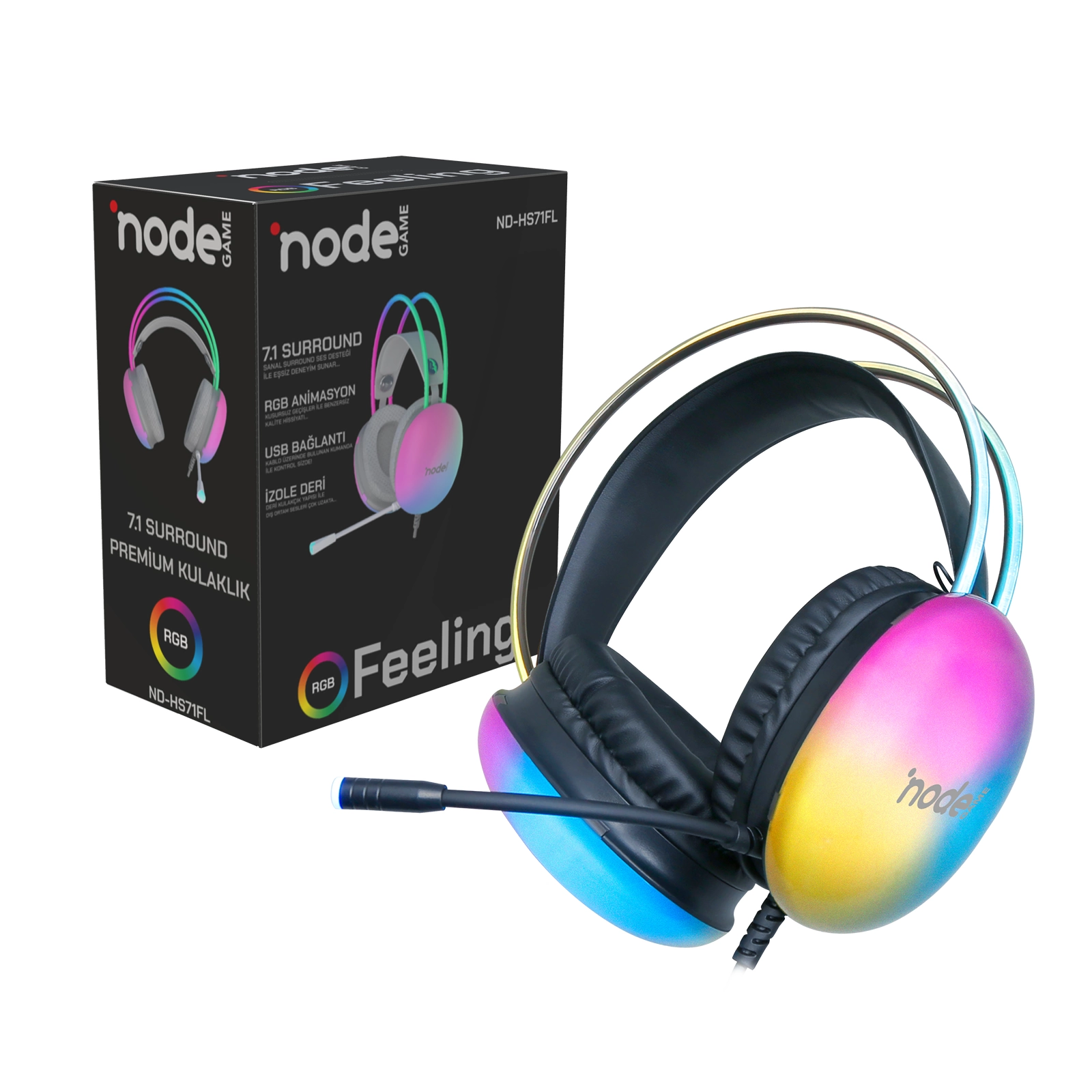 Node Game ND-HS71FLB 7.1 RGB Işıklı Gamer Oyuncu Kulaklık (Siyah) Satın ...