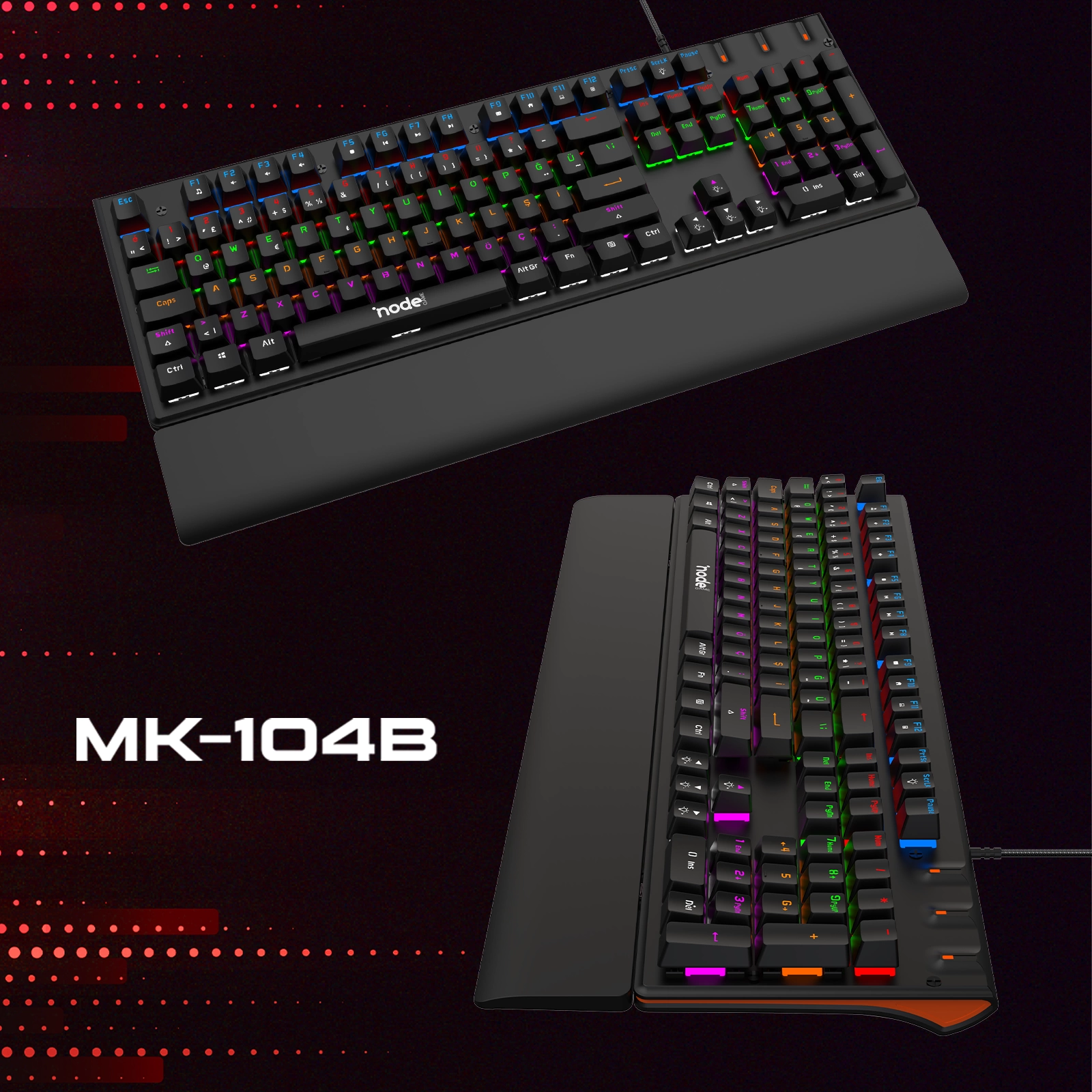 Node Game Nova ND-MK-104BB Oyuncu Gamer Gerçek Mekanik Rainbow Işıklı ...