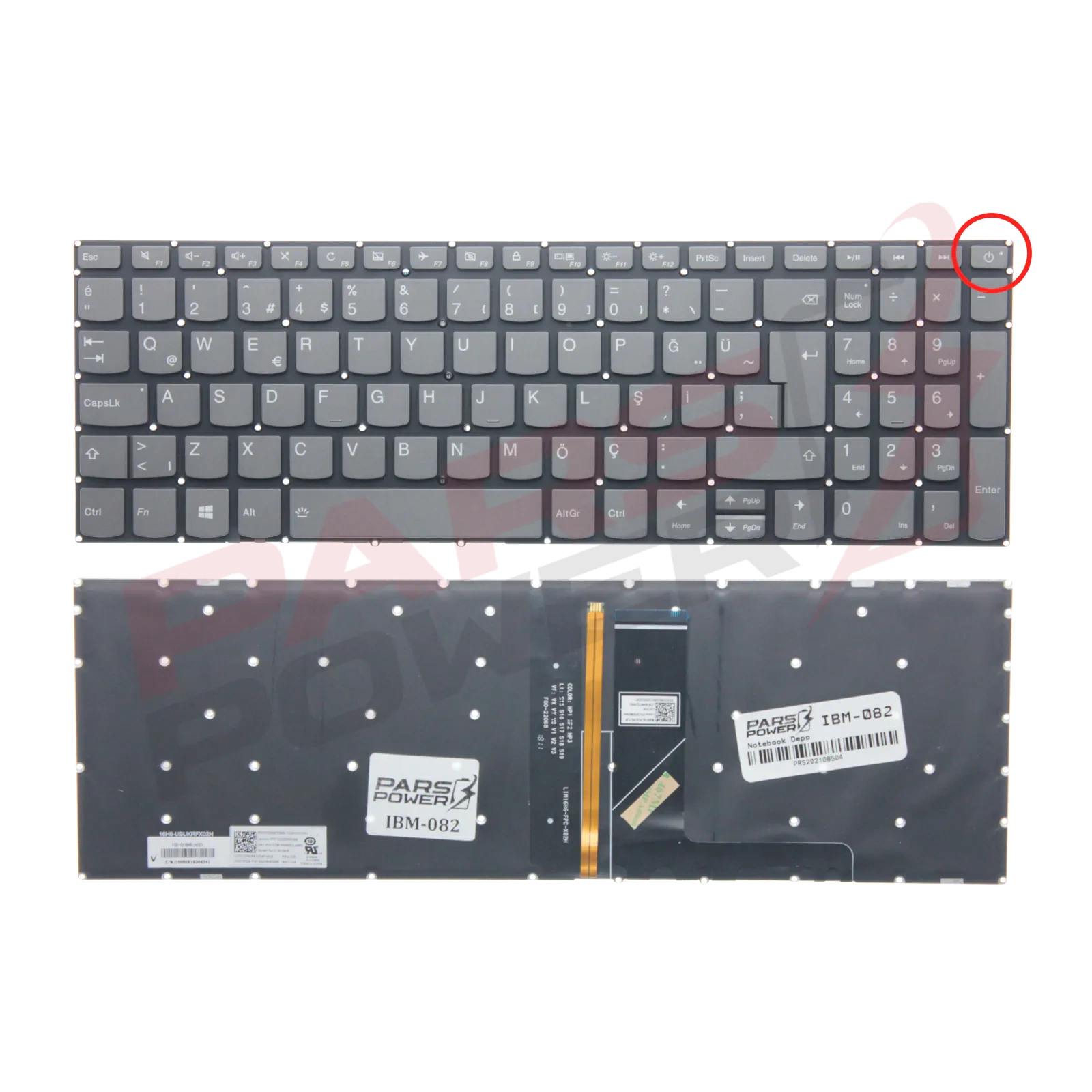 Lenovo IdeaPad 330-15ICH 81FK, 330-15Igm 81D1 Klavye Işıklı (Füme TR ...