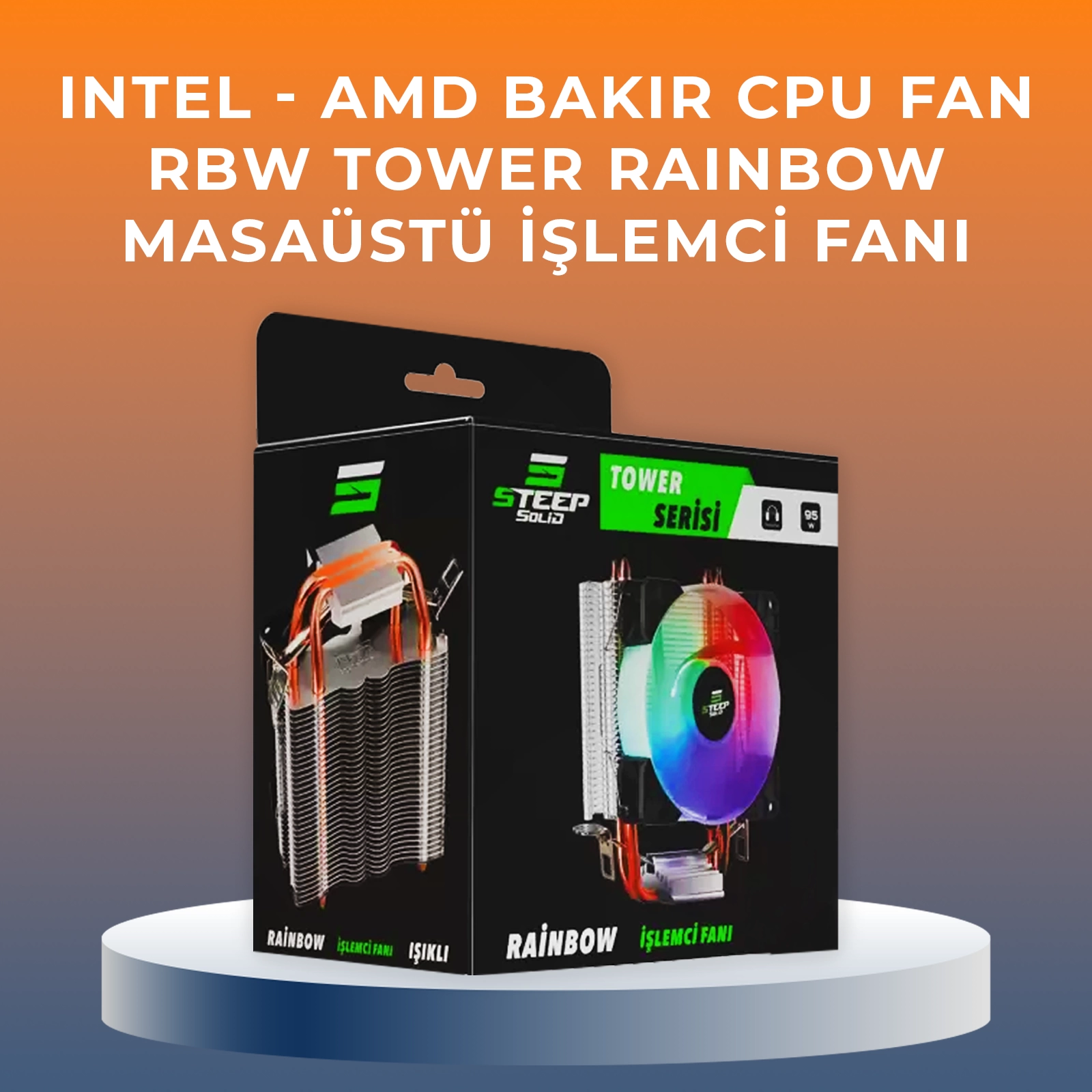 İntel - AMD Bakır CPU Fan - RGB Rainbow Masaüstü İşlemci Fanı Satın Al ...