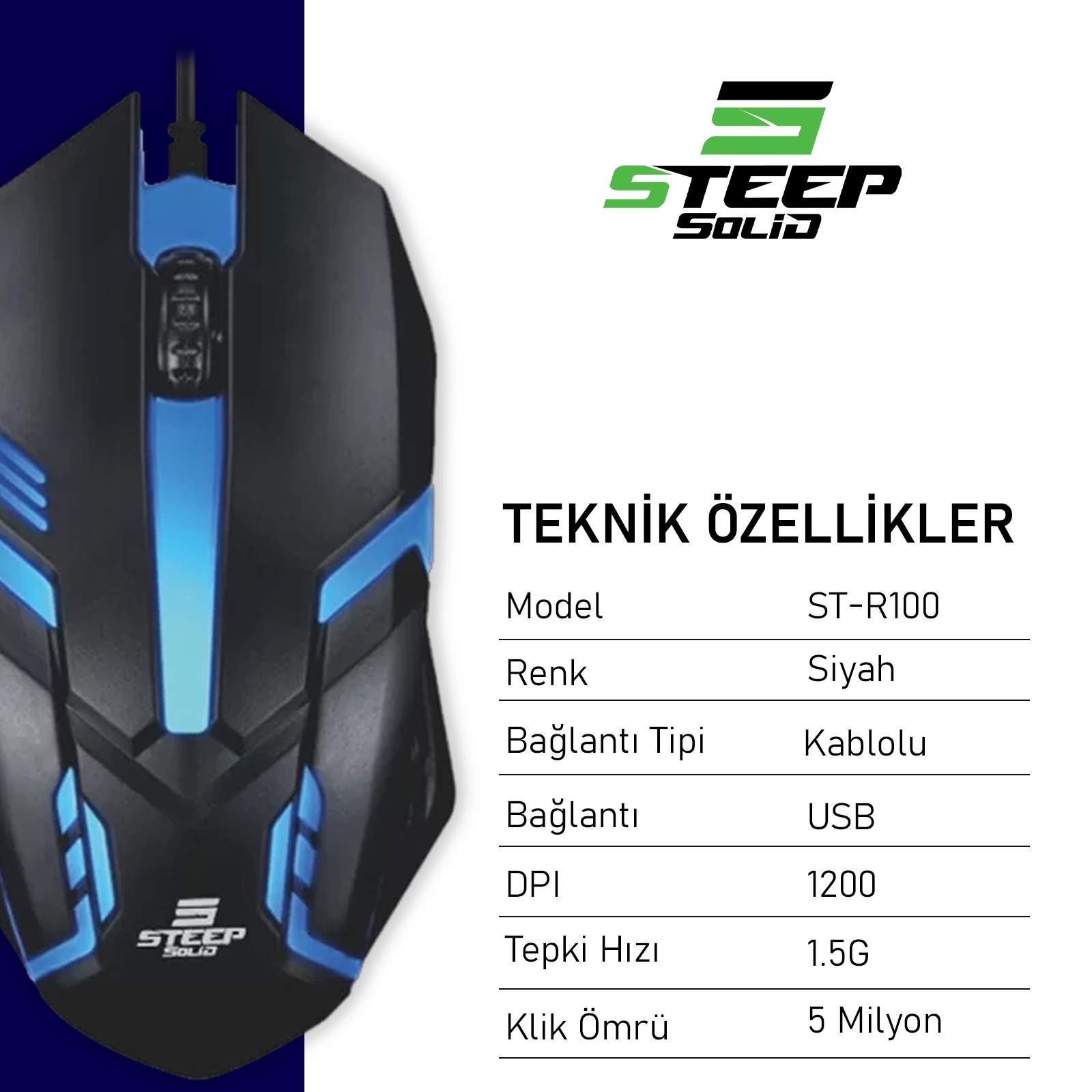 Steep Solid ST-R100 RGB Gaming Oyuncu Mouse Satın Al - Aynı Gün Kargo