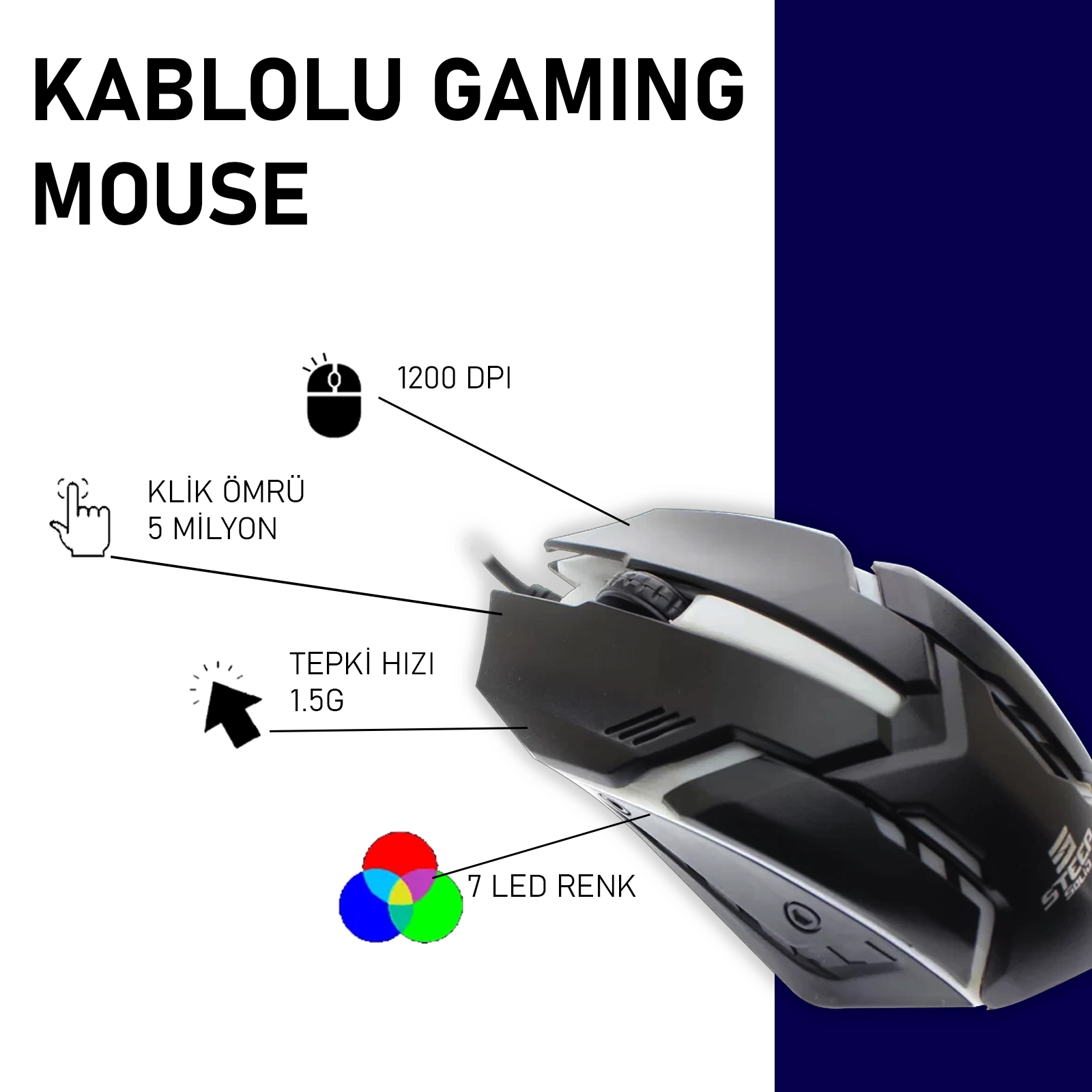 Steep Solid ST-R100 RGB Gaming Oyuncu Mouse Satın Al - Aynı Gün Kargo