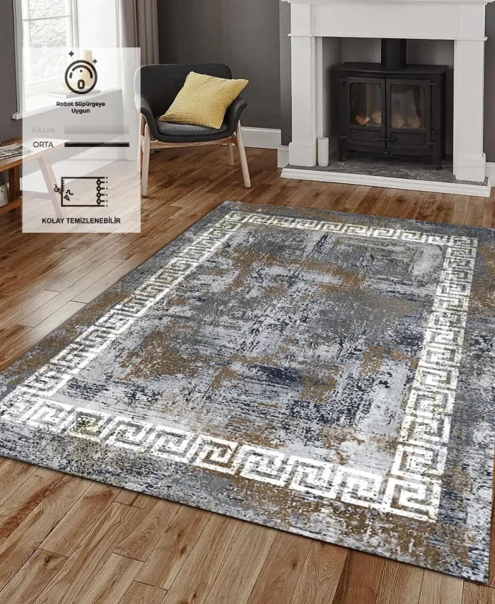 Evalife Anatolian Star 0607 Premium Kaymaz Tabanlı Yıkanabilir Halı