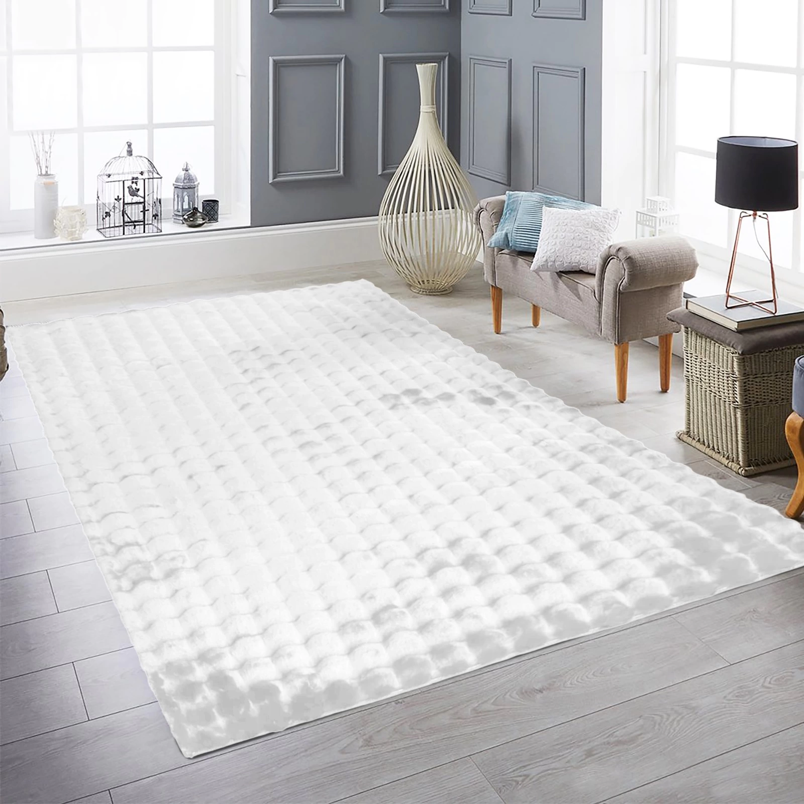 Halıca Toscana 04 Tavşan Tüyü Kaymaz Taban Dekoratif Peluş Halı