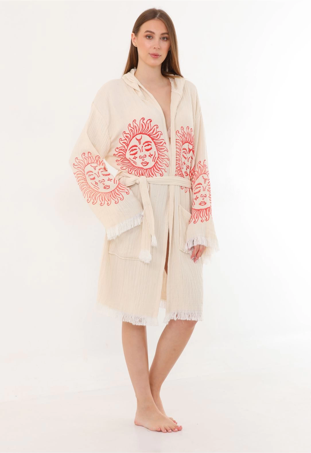 Elevate your bathrobe game with the Cholula Wooden Stamp Bathrobe in ...