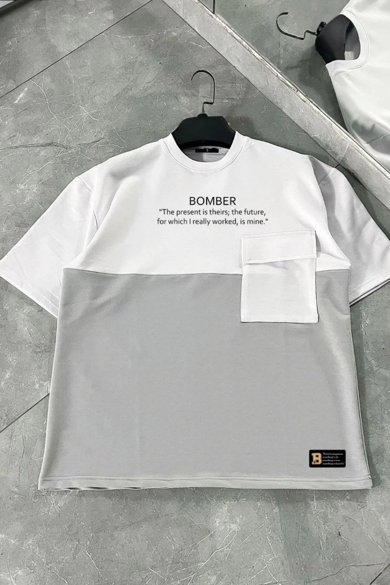 Unisex Torba Cep Detaylı Parçalı T-Shirt - Gri | Uygun Fiyatlarla XML ...