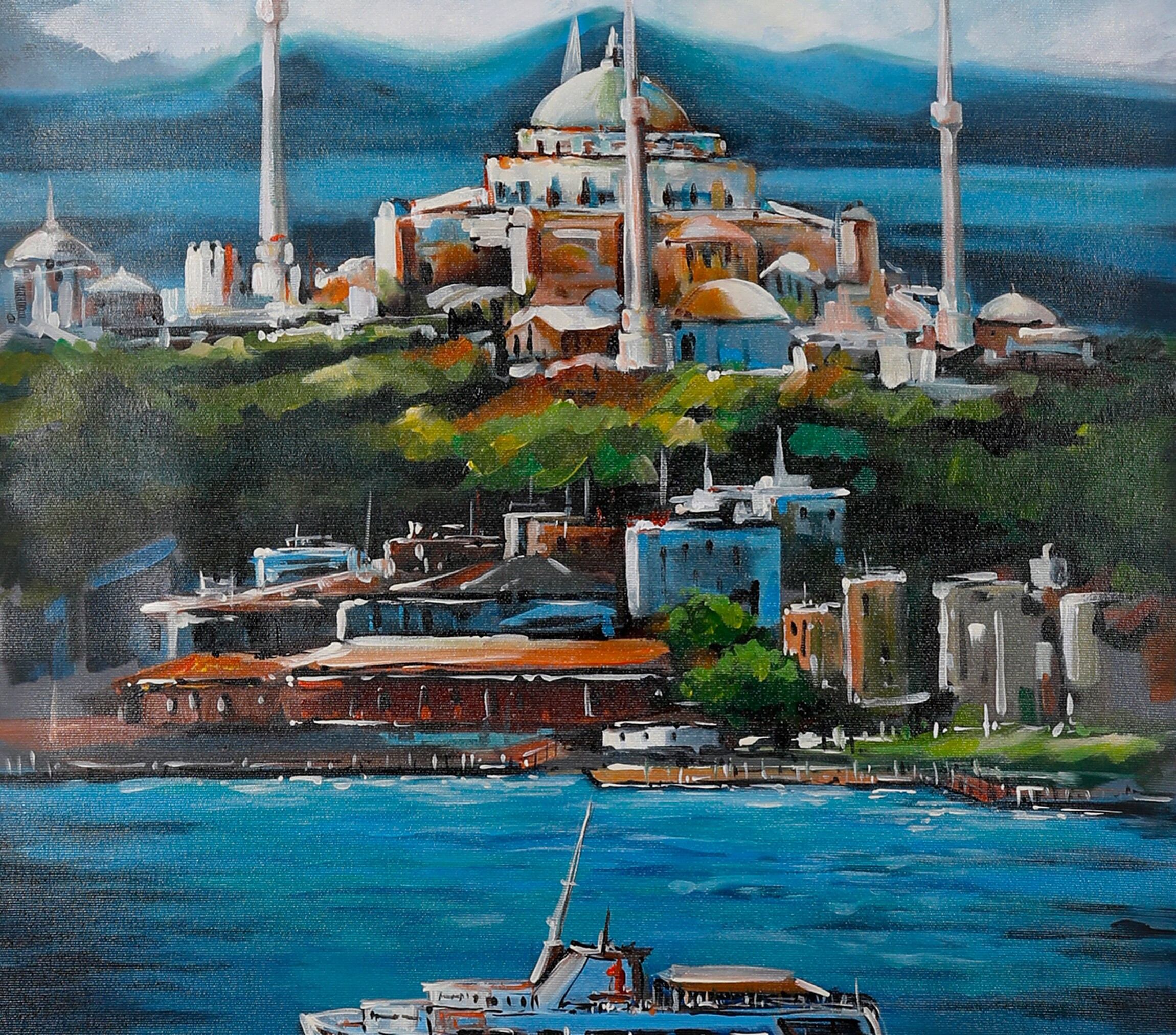 Aya Sofya İstanbul Yağlı Boya Kanvas Tablo Tuval Üzeri Akrilik İstanbul ...