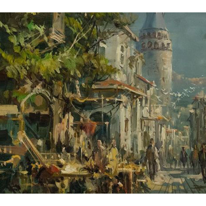 Galata Tower Istanbul Painting, Vintage Istanbul Canvas Art, Istanbul ...