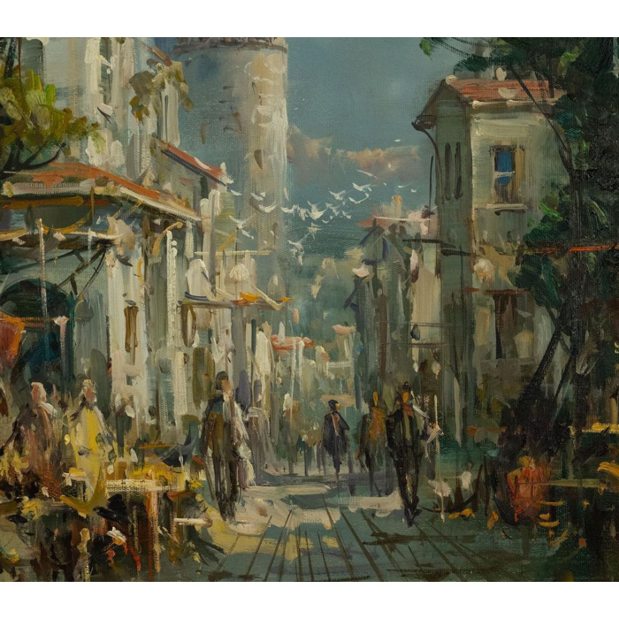 Galata Tower Istanbul Painting, Vintage Istanbul Canvas Art, Istanbul ...