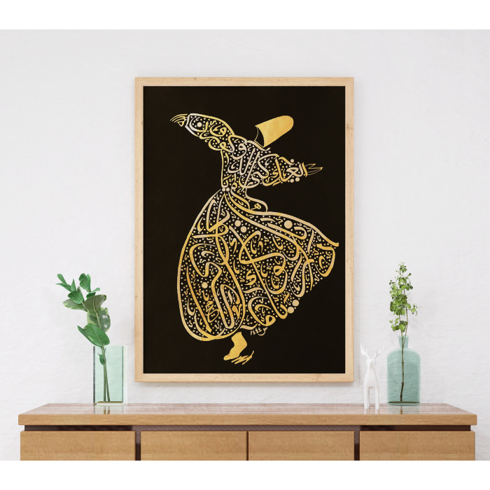 Mevlana Islamic Calligraphy, Rumi Islamic Art, Whirling Dervish Wall ...