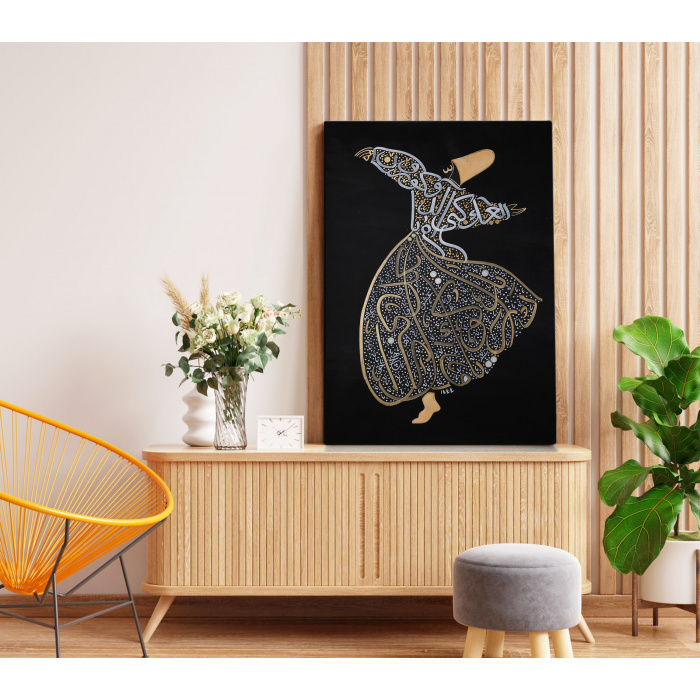 Dervish Canvas Art, Semazen Wall Decor, Mevlana Wall Art, Calligraphic ...