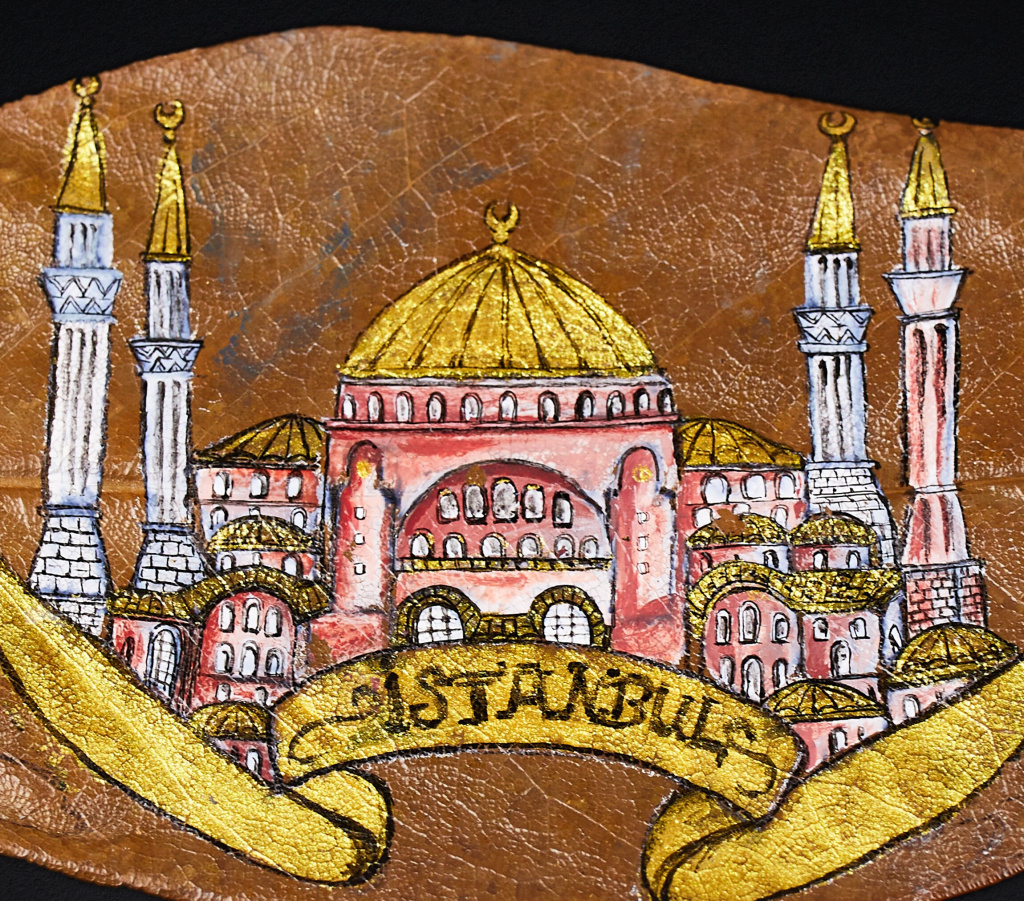 Aya Sofya İstanbul Yaprak Sanatı Organik Yaprak Üzerine Minyatür Sanatı Aya Sofya İstanbul ...
