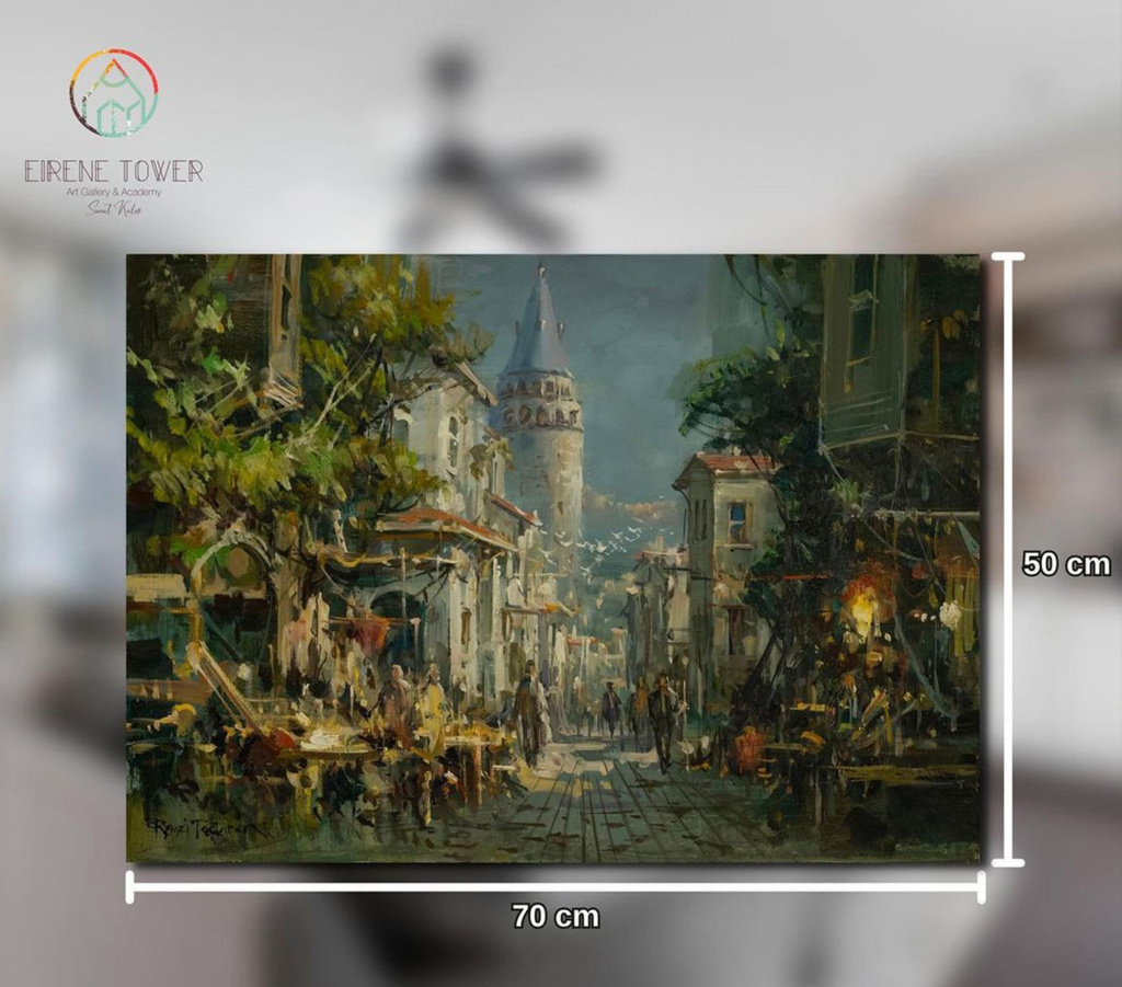 Galata Tower Istanbul Painting, Vintage Istanbul Canvas Art, Istanbul ...