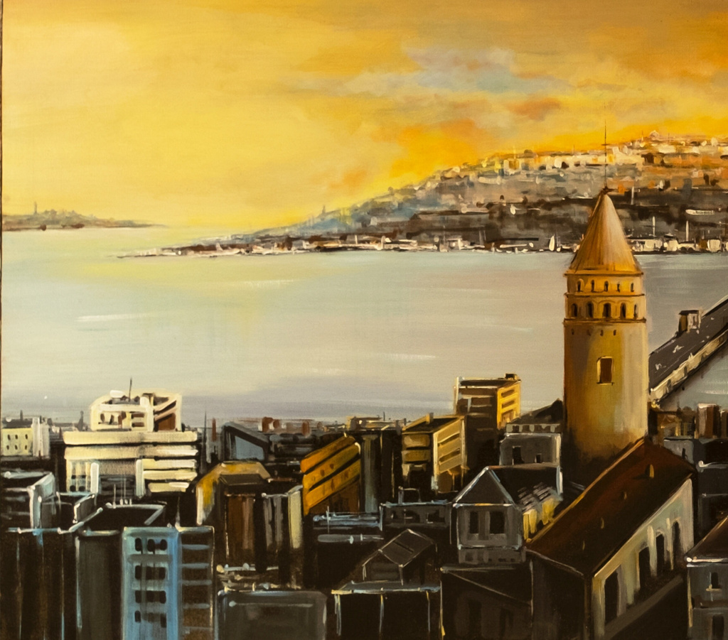 İstanbul Tarihi Yarımada Yağlı Boya Kanvas Tablo Tuval Üzeri Yağlı Boya ...