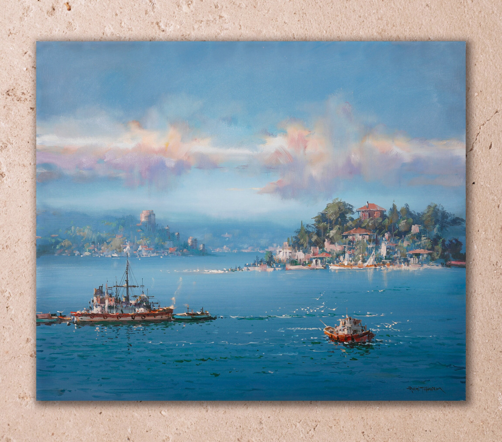 İstanbul Tarihi Yarımada Manzarası Tuval Üzeri Yağlıboya Kanvas Tablo ...