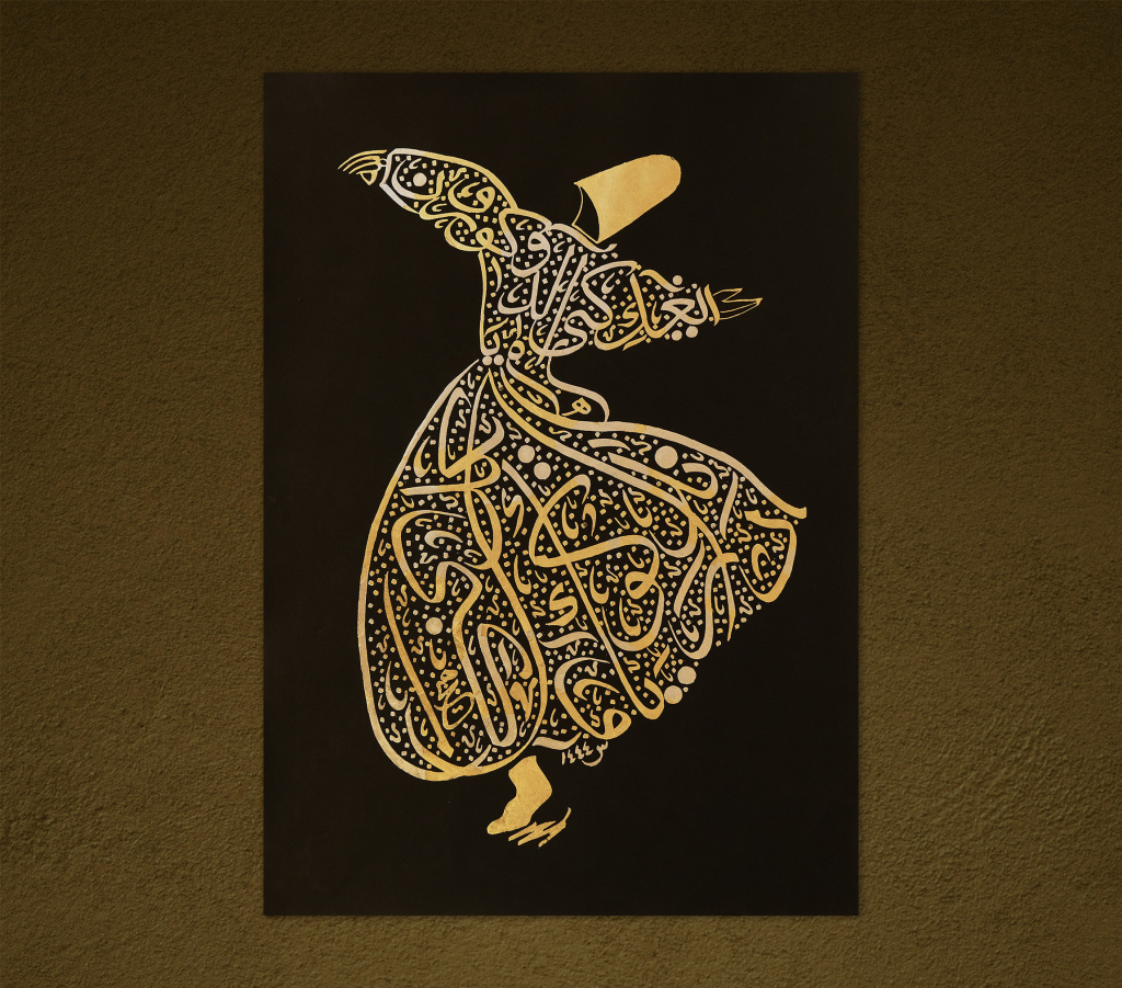 Mevlana Islamic Calligraphy, Rumi Islamic Art, Whirling Dervish Wall ...