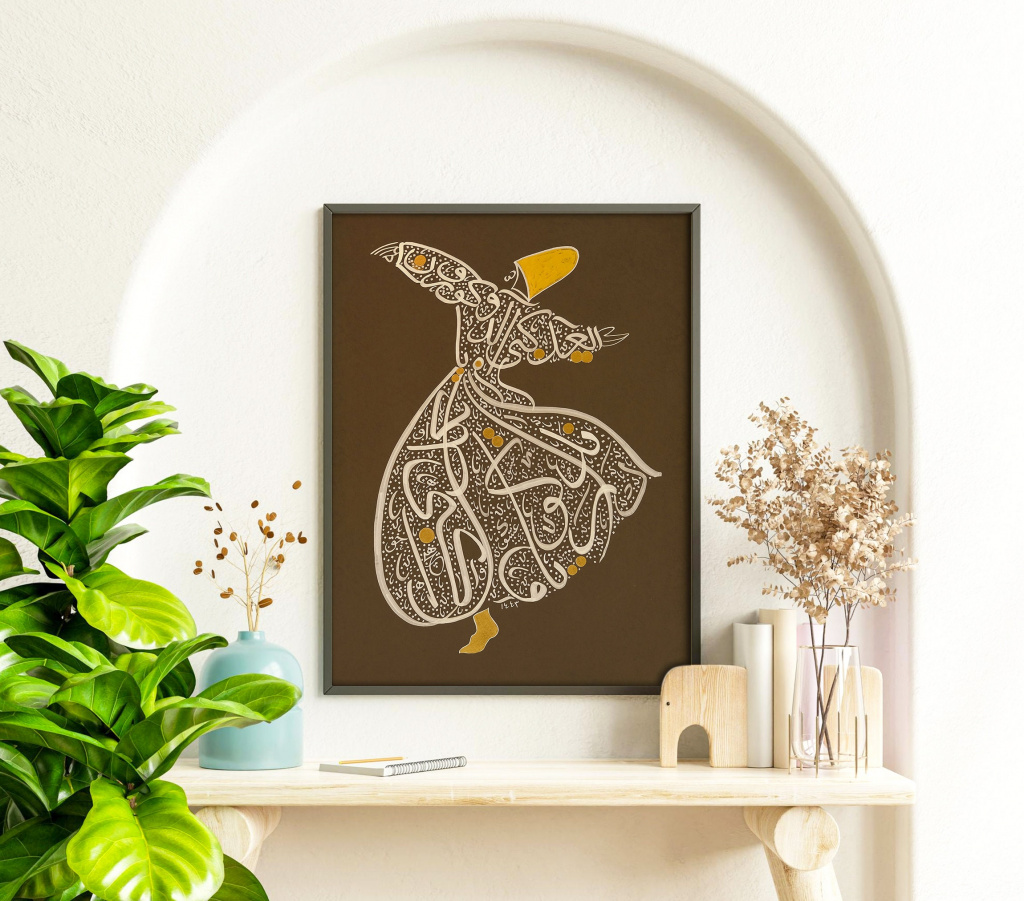 Mevlana Wall Art 27 by 39 Inches, Rumi Canvas Art, Dervish Wall Hanging ...