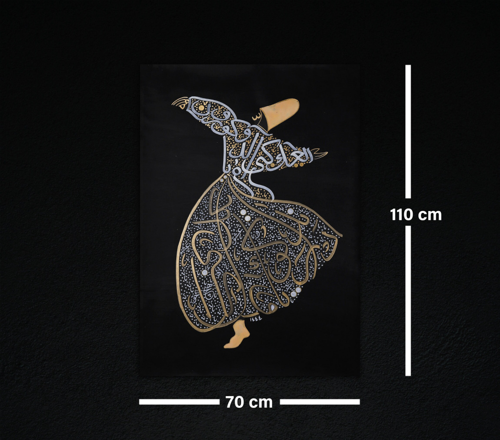 Dervish Canvas Art, Semazen Wall Decor, Mevlana Wall Art, Calligraphic ...