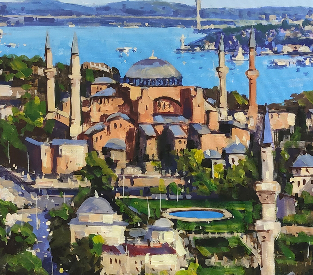 Sultanahmet Meydanı ve Aya Sofya Kanvas Tablo Tuval Üzerine Yağlıboya ...