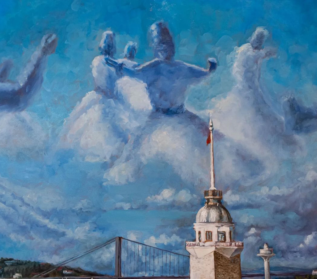 Semada Semazenler ve Galata Kulesi Yağlı Boya Tablo İstanbul Galata ...