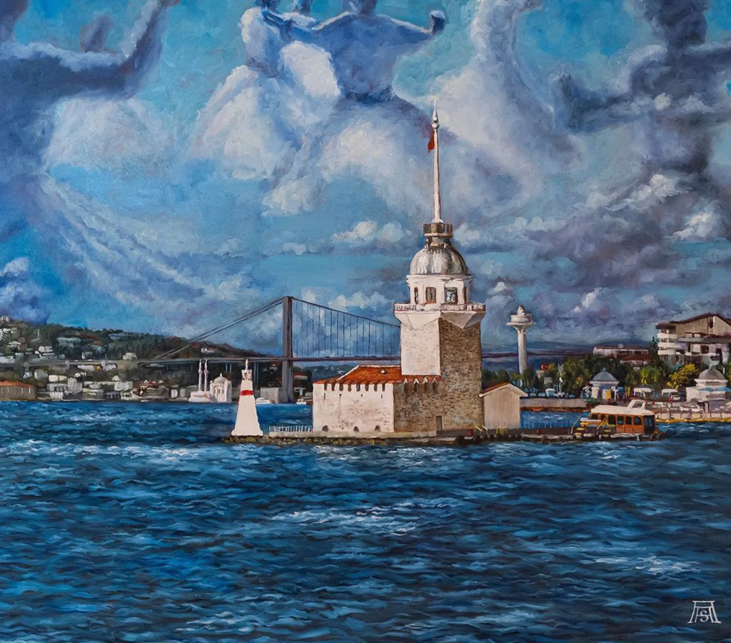 Semada Semazenler ve Galata Kulesi Yağlı Boya Tablo İstanbul Galata ...