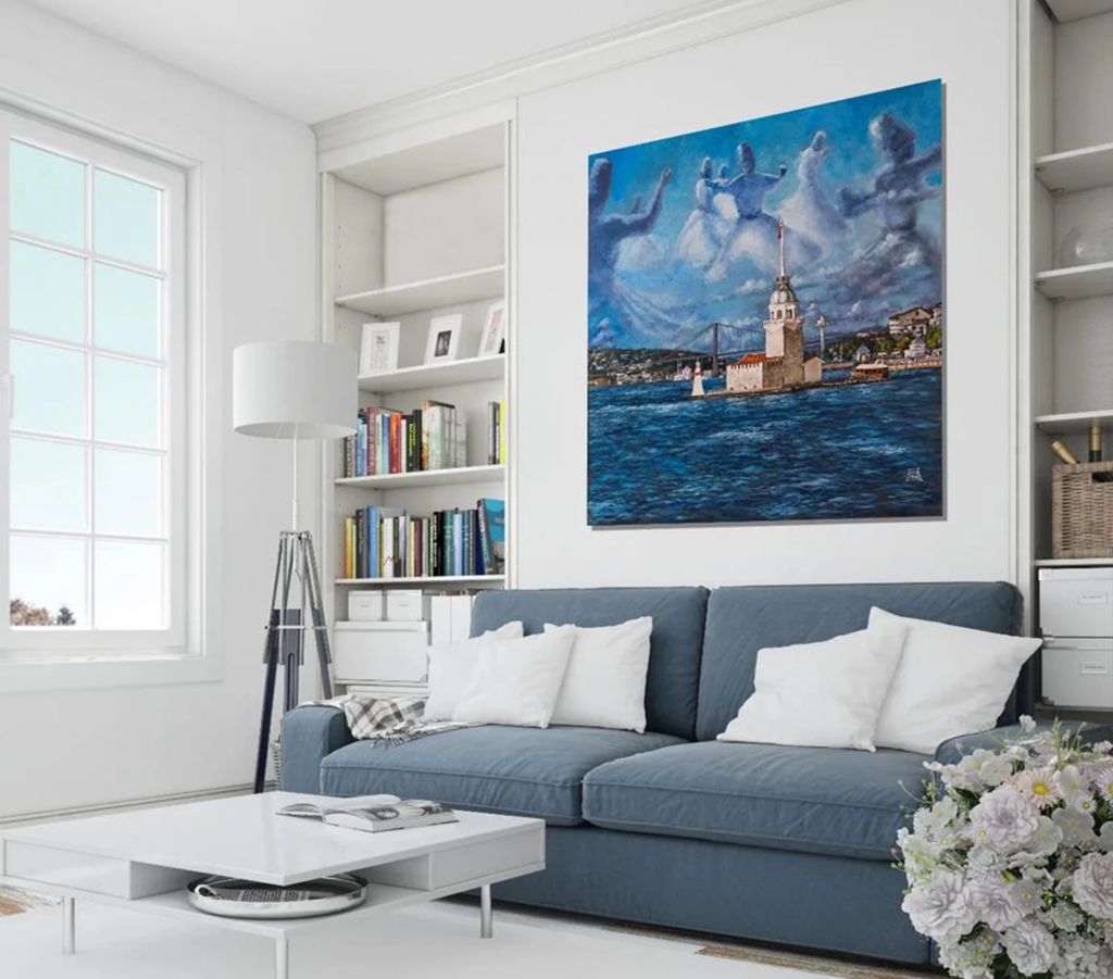 Semada Semazenler ve Galata Kulesi Yağlı Boya Tablo İstanbul Galata ...