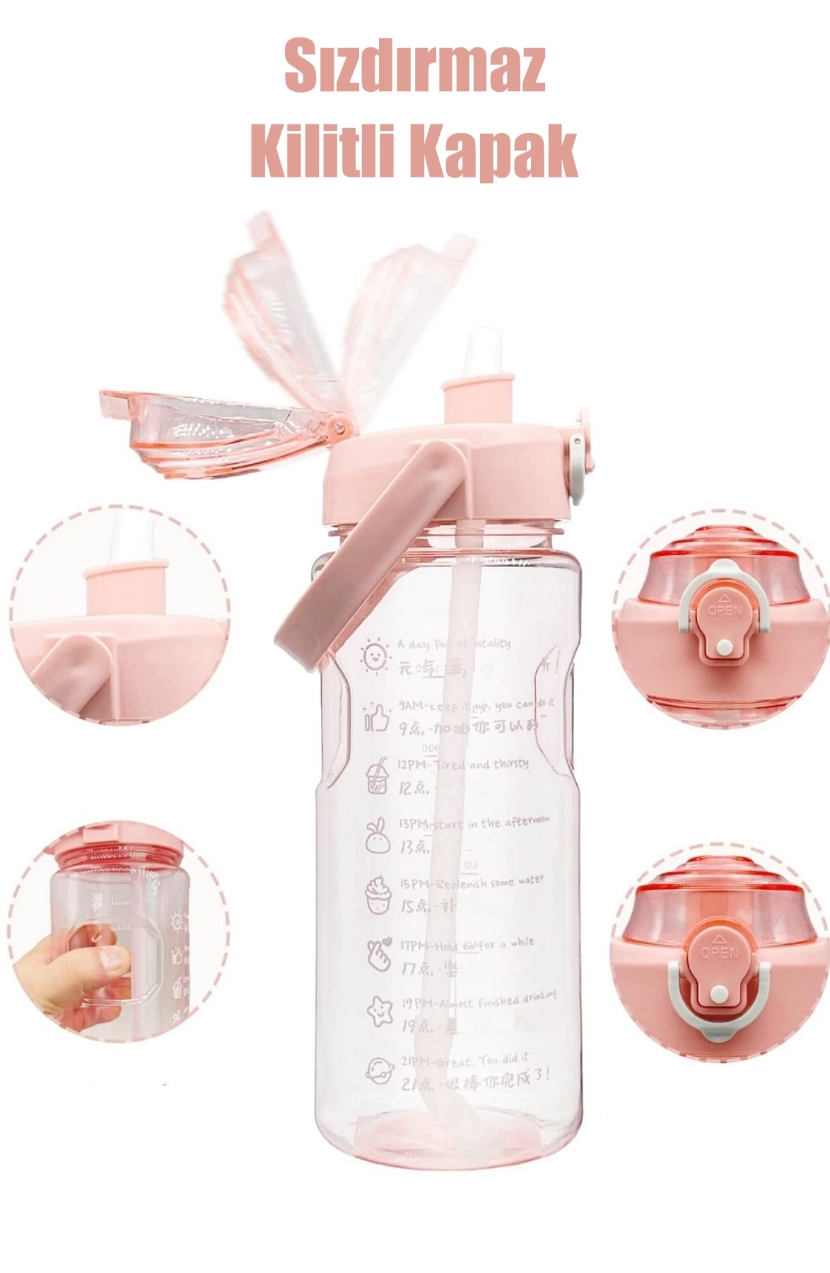 3lü Motivasyonel Su Matarası Kokusuz Figürlü Suluk Sporcu Matara ...