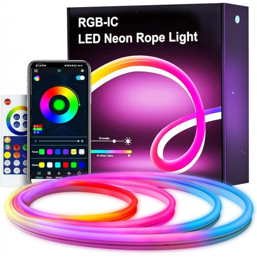 Sese Duyarlı Animasyonlu RGB Kumandalı 5 Metre Neon Şerit Hortum Led ...