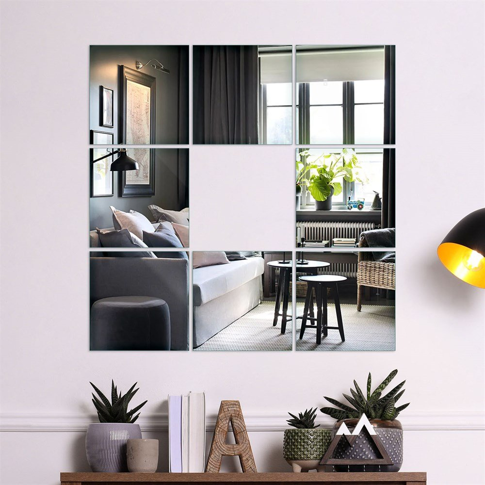 Decovetro Ayna 4 Parça Kare Dekoratif Duvar Aynası