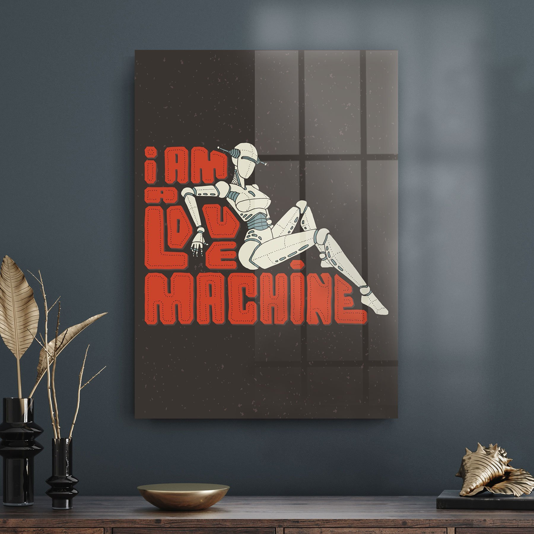 Decovetro Cam Tablo Cyberpunk Love Machines 70x100 cm