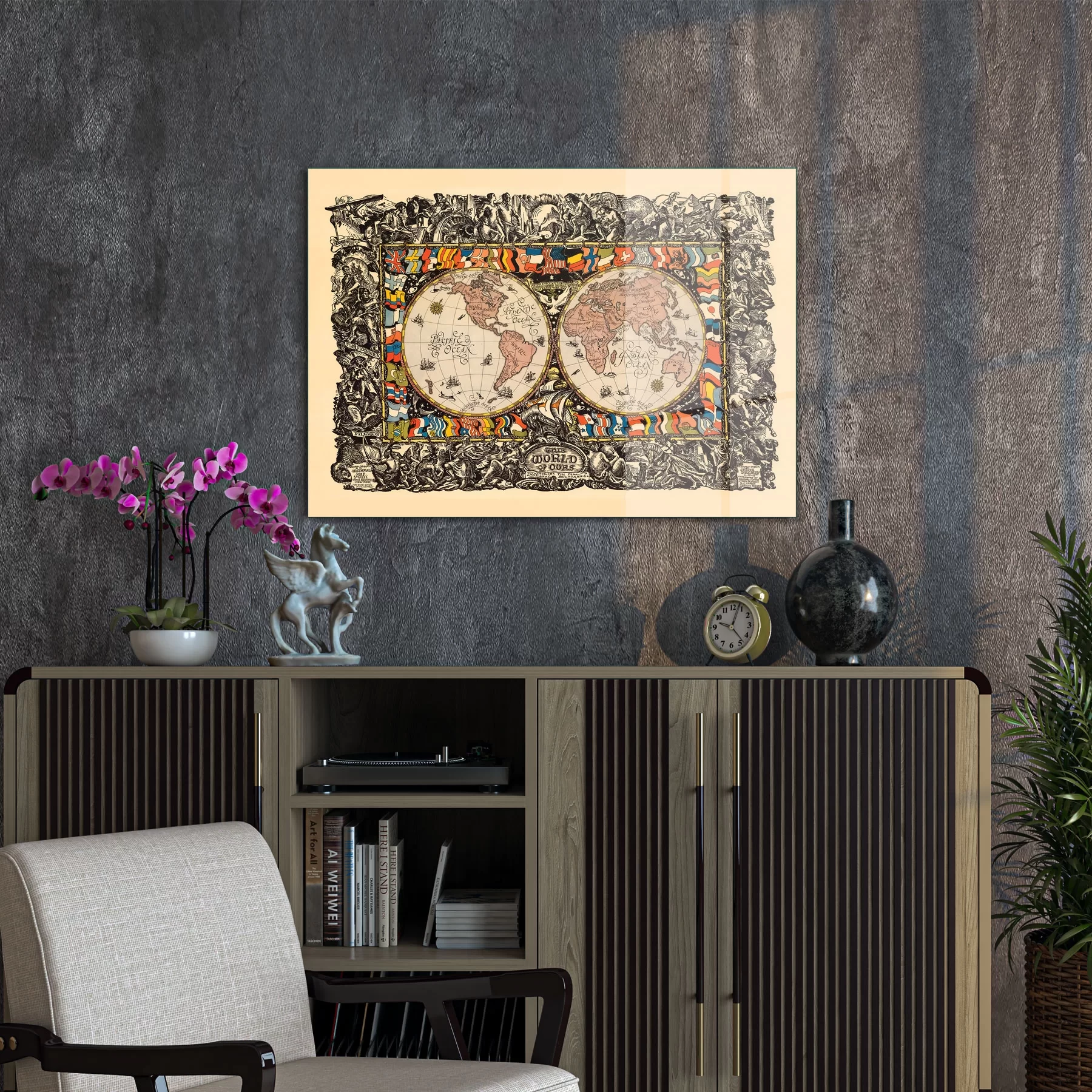 Decovetro Cam Tablo World Map Old Style 30x40 cm