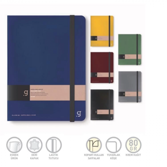 GIPTA CLASS 84 İPLİK DİKİŞLİ LASTİKLİ FLEXI KAPAK 13X21 96 YP. ÇİZGİLİ ...