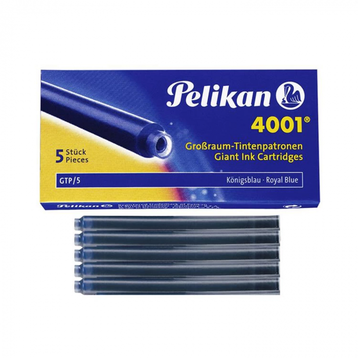 PELİKAN 4001 DOLMAKALEM KARTUŞU DEV ROYAL 5'Lİ MAVİ