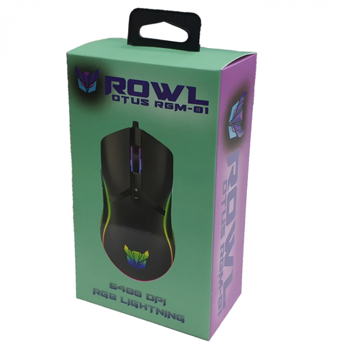 ROWL RGM-01 OTUS 6400DPI USB RGB AYDINLATMALI GAMİNG OYUNCU MOUSE SİYAH