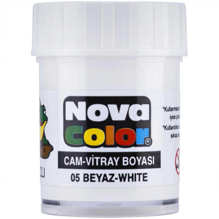 NOVA COLOR BEYAZ 30 CC ŞİŞE SU BAZLI CAM BOYASI