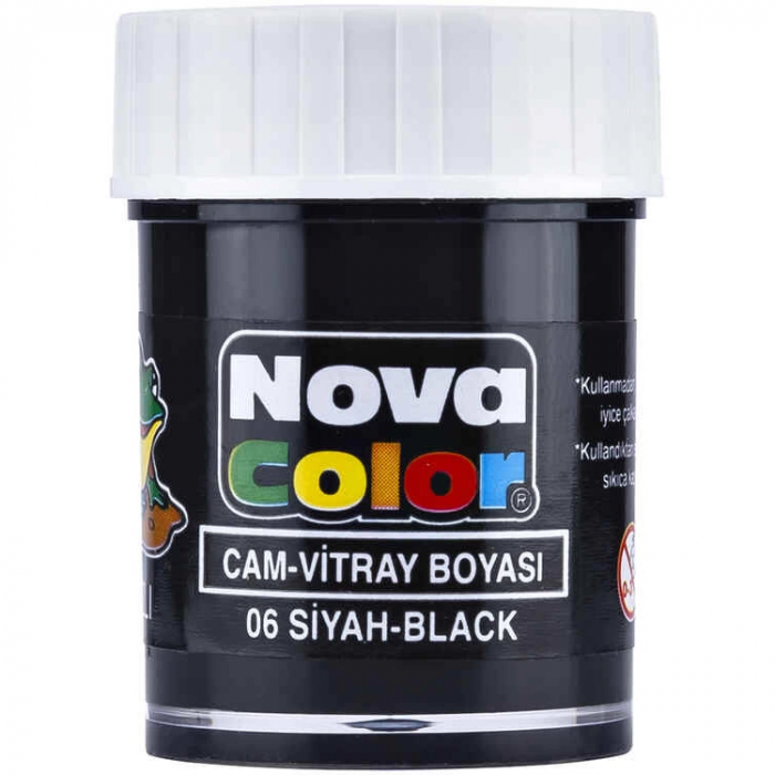 NOVA COLOR SİYAH 30 CC ŞİŞE SU BAZLI CAM BOYASI