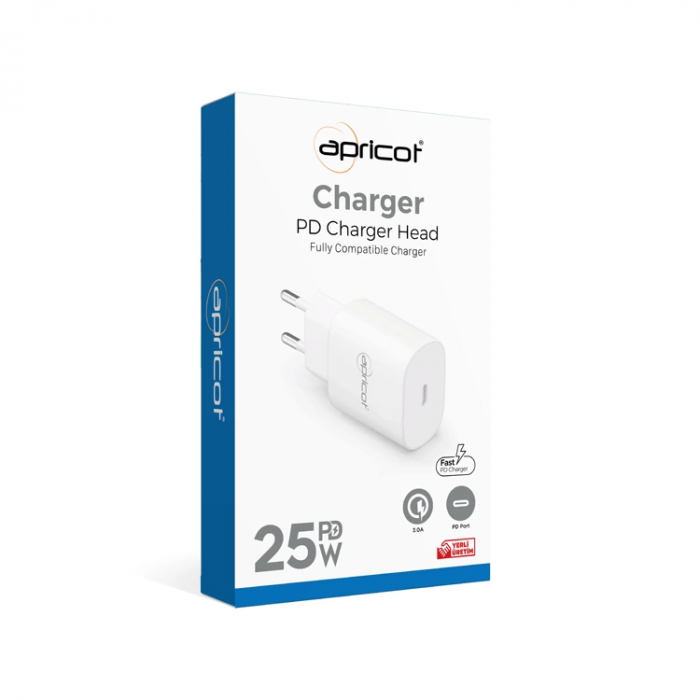 APRİCOT APC-PD25 TYPE-C 25W BEYAZ ŞARJ ADAPTÖRÜ