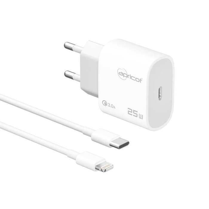 APRİCOT APC-U435L TYPE-C TO LIGHTNING USB-C 25W 3.0A BEYAZ KABLOLU ...