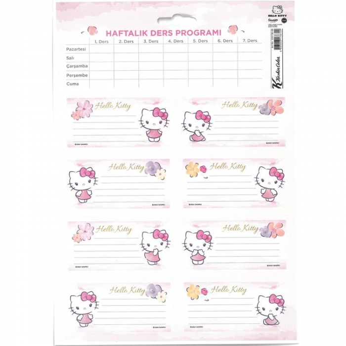 KESKİN 220130-08 HELLO KİTTY DERS PROGRAMLI OKUL ETİKETİ 3'LÜ
