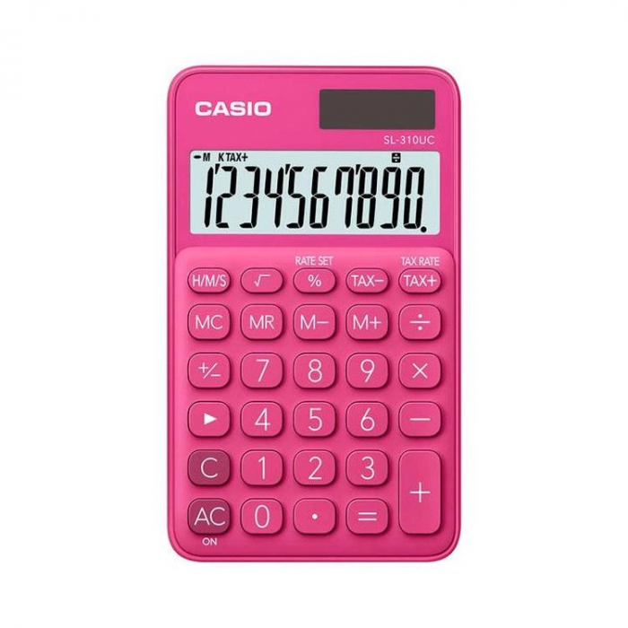 CASIO SL-310UC-RD-N-DC 10 HANE CEP TİPİ HESAP MAKİNESİ PEMBE
