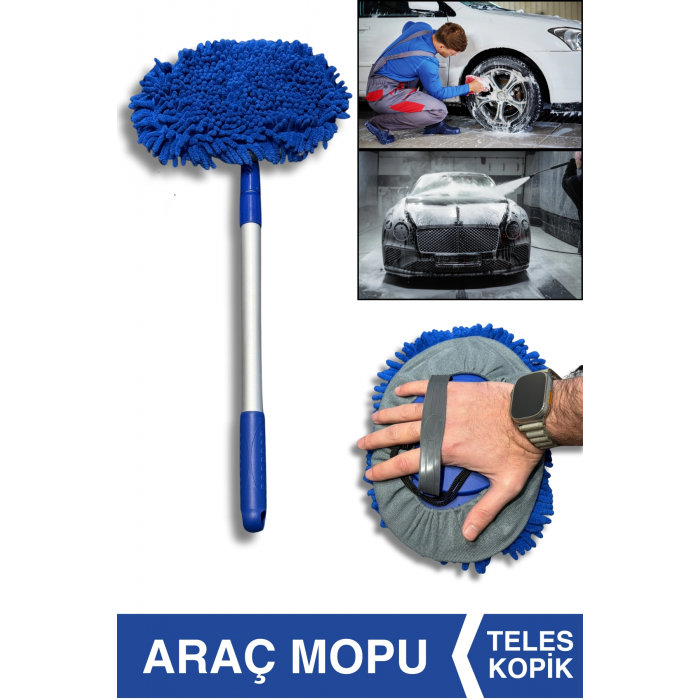 Ellesill Germany Teleskopik Araç Mopu Mavi Renk - Car MultiFlex