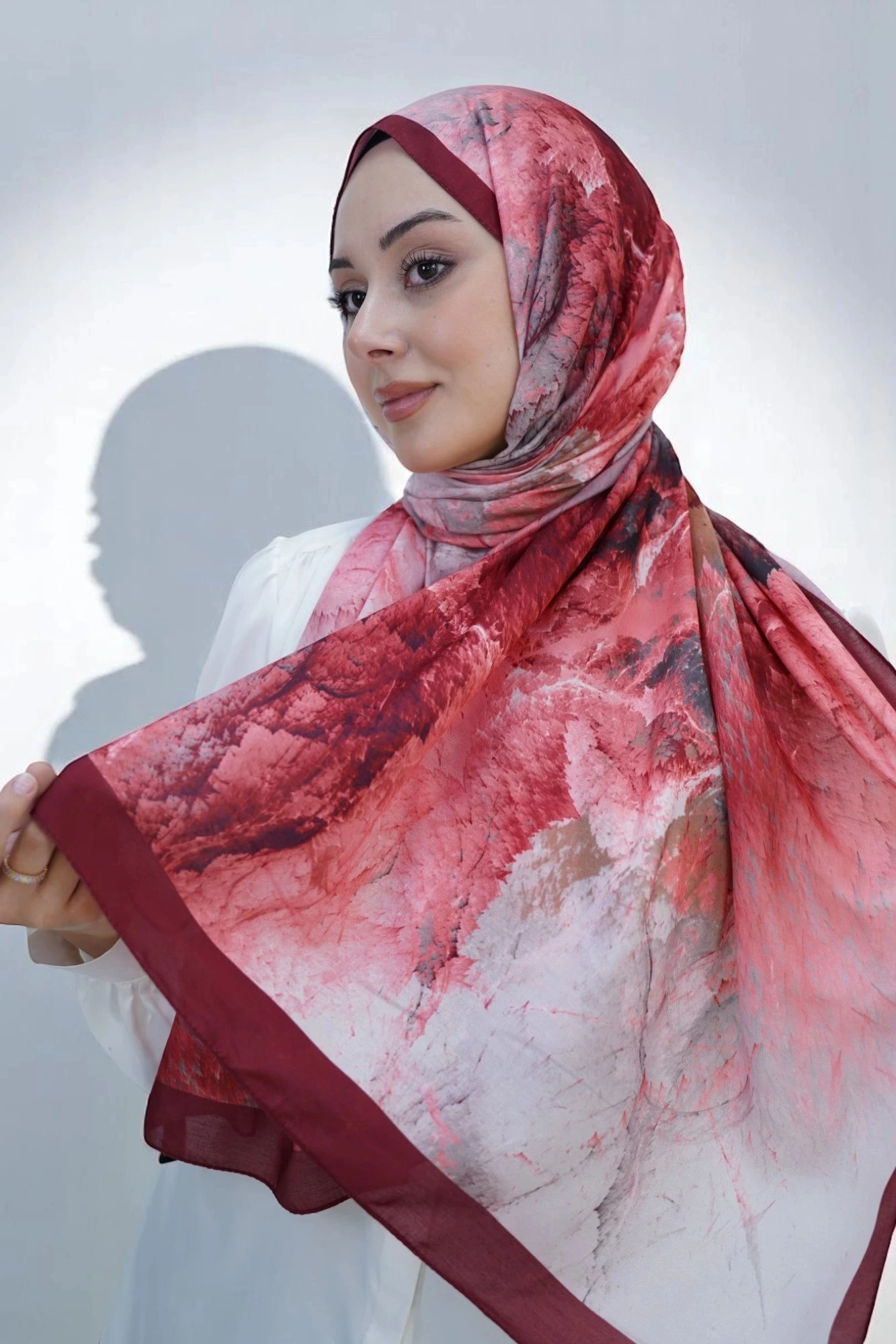Çınar Model Retro Desen Retro Şal - Bordo