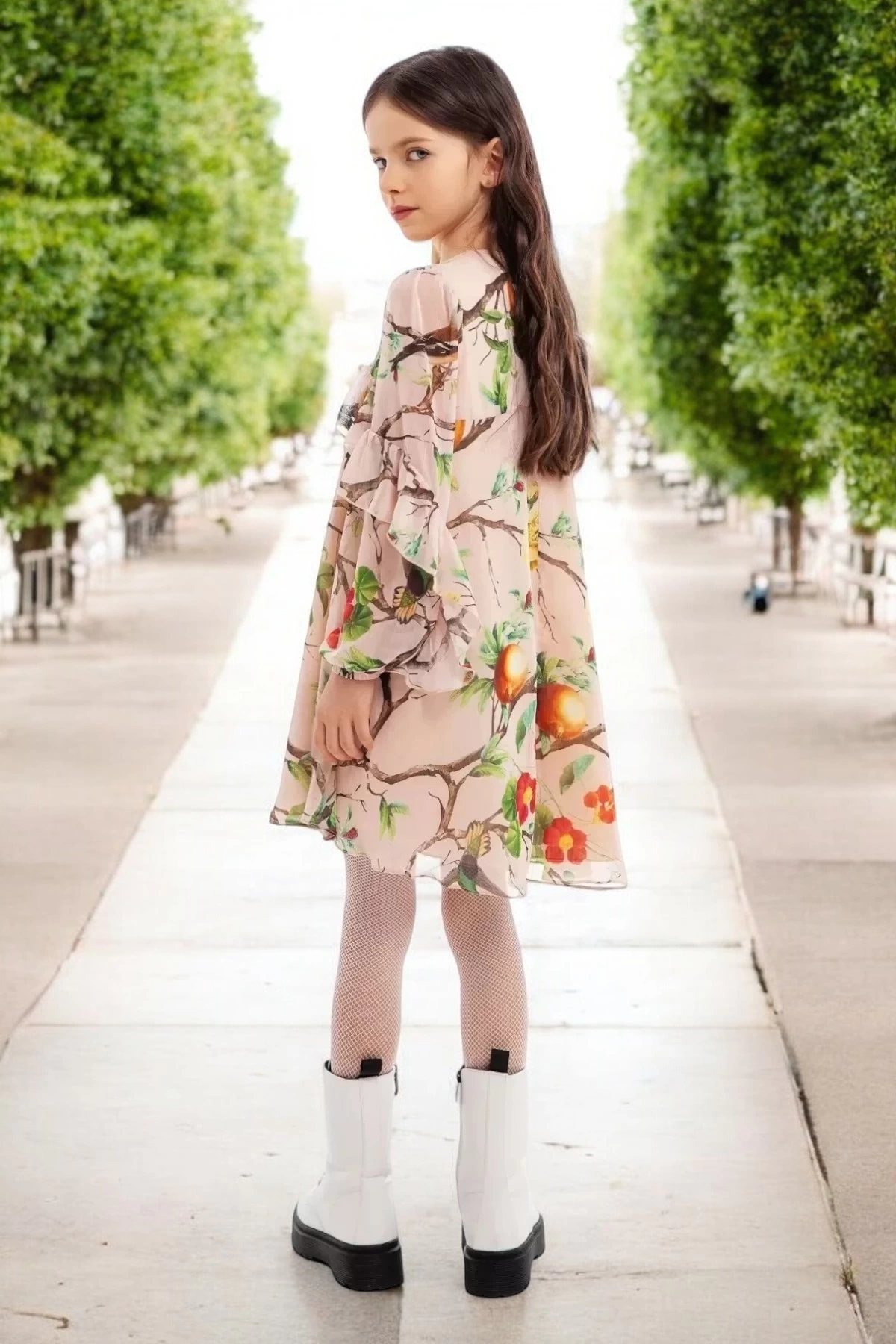 Spring Vibrant Powder Ruffle Dress