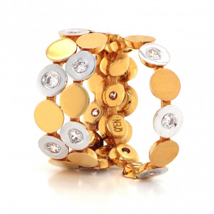 Two Tone Elliptical Design Engagement Ring For Men