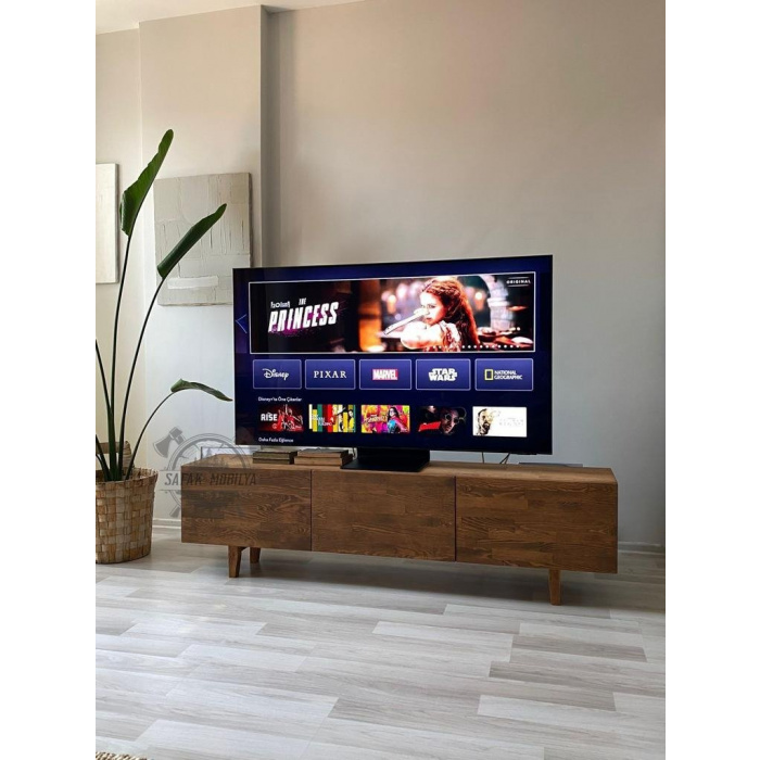 Wooden flip-top dark walnut model TV unit