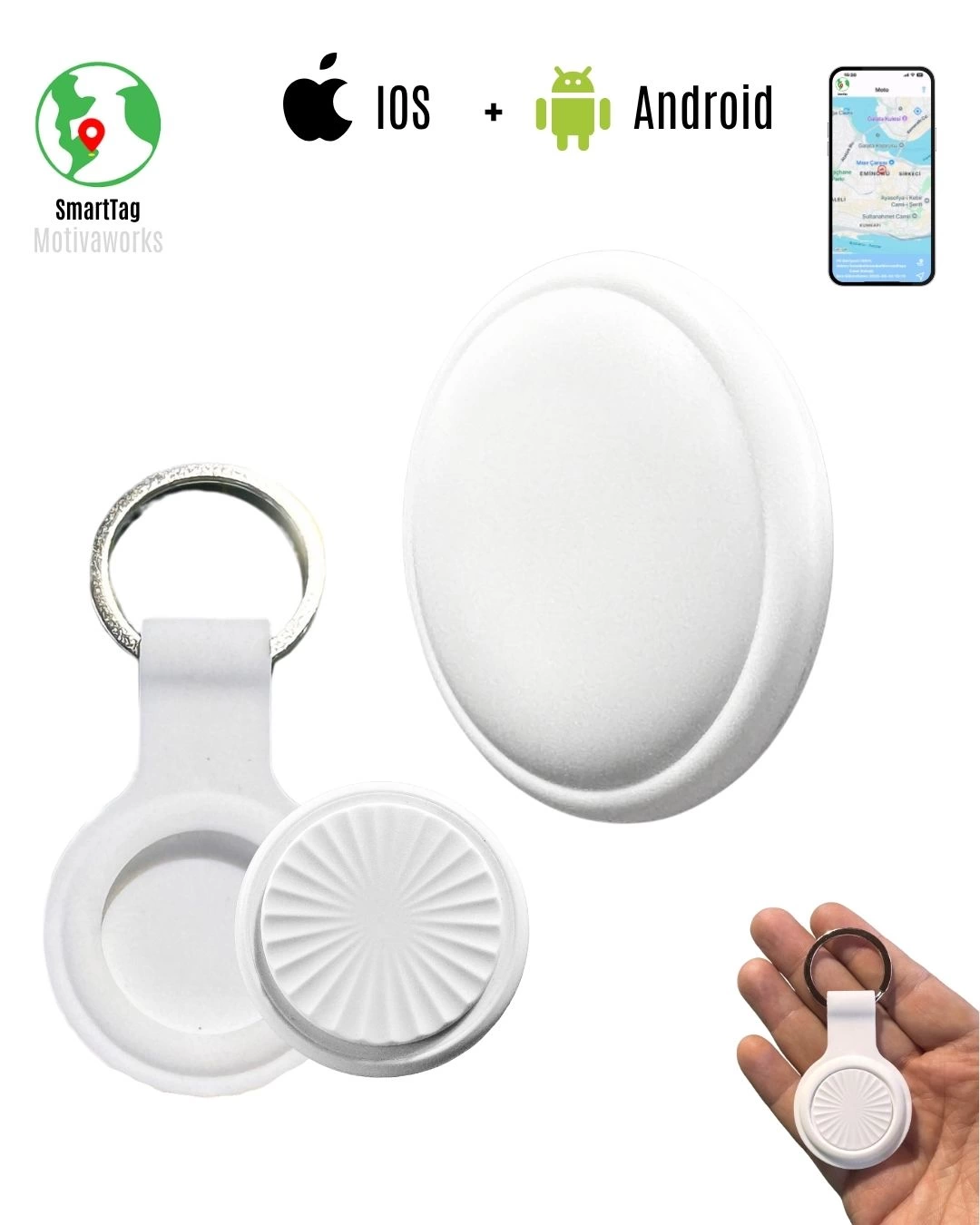 Airtag Akıllı GPS Takip Cihazı Apple IOS + Android Uyumlu SmartTag (Beyaz)