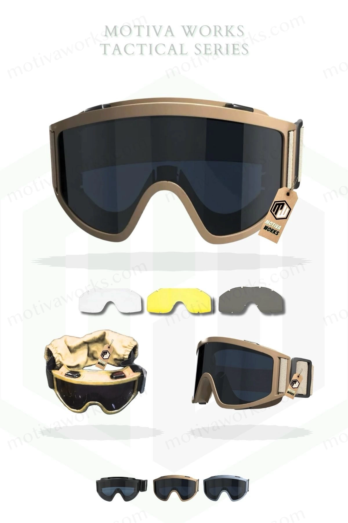 Protective Ballistic Military NVG Type Desert Yellow Glasses with 3 ...