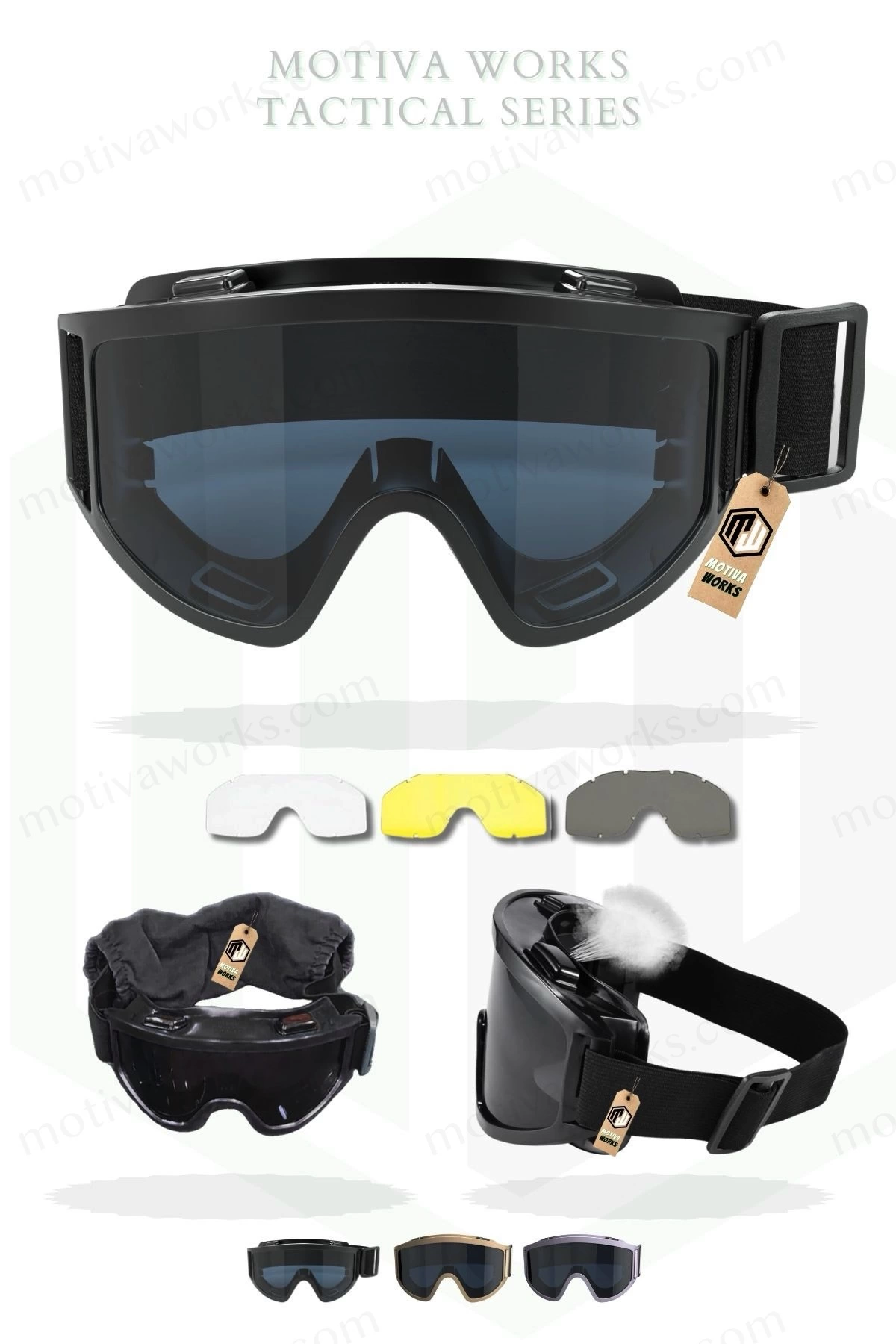 Protective Ballistic Military NVG Type Black Glasses with 3 Lens Rubber ...