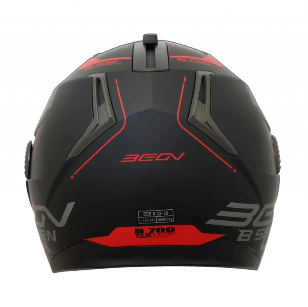 BEON B700 ÇENE AÇILIR MAT SİYAH-KIRMIZI KASK