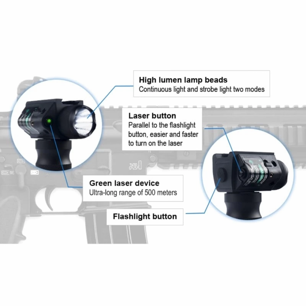 3 ü Birarada Yeşil Lazerl,Fener +Tutamak Combo Set ,Tactical Foregrip ...